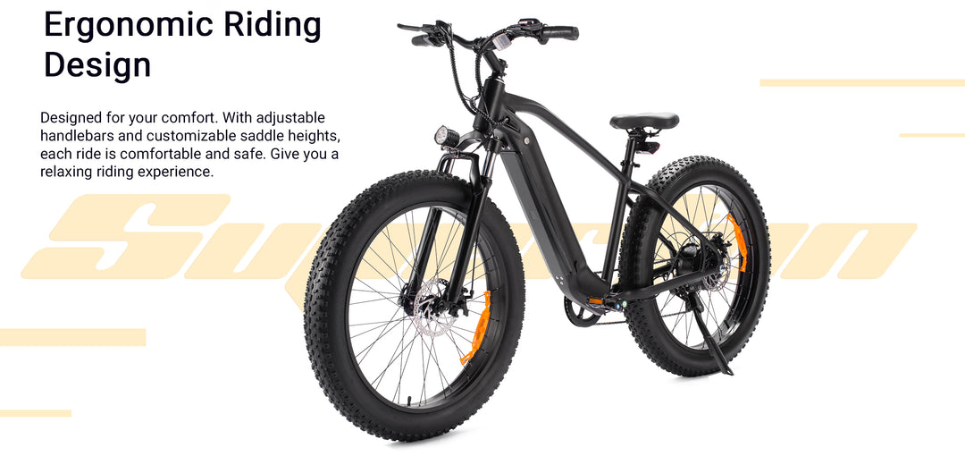 Superfun F2 750W Adult Electric Mountain Bike with 26 x 4.0in Fat Tire